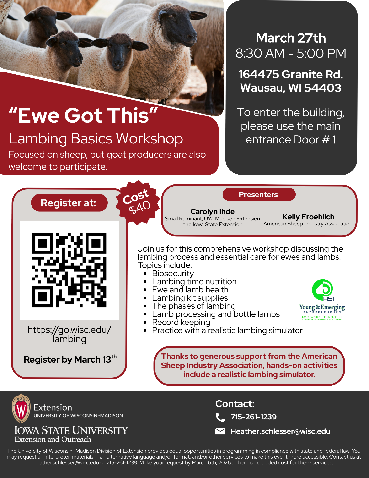 “Ewe Got This” Lambing Basics Workshop – Extension Marinette County